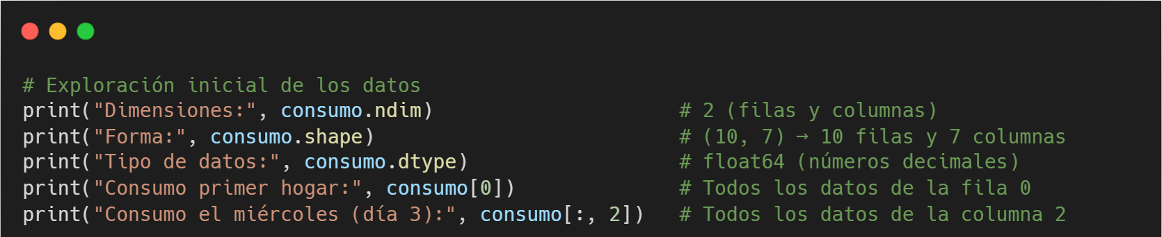 Introducción al manejo de datos tabulares con NumPy